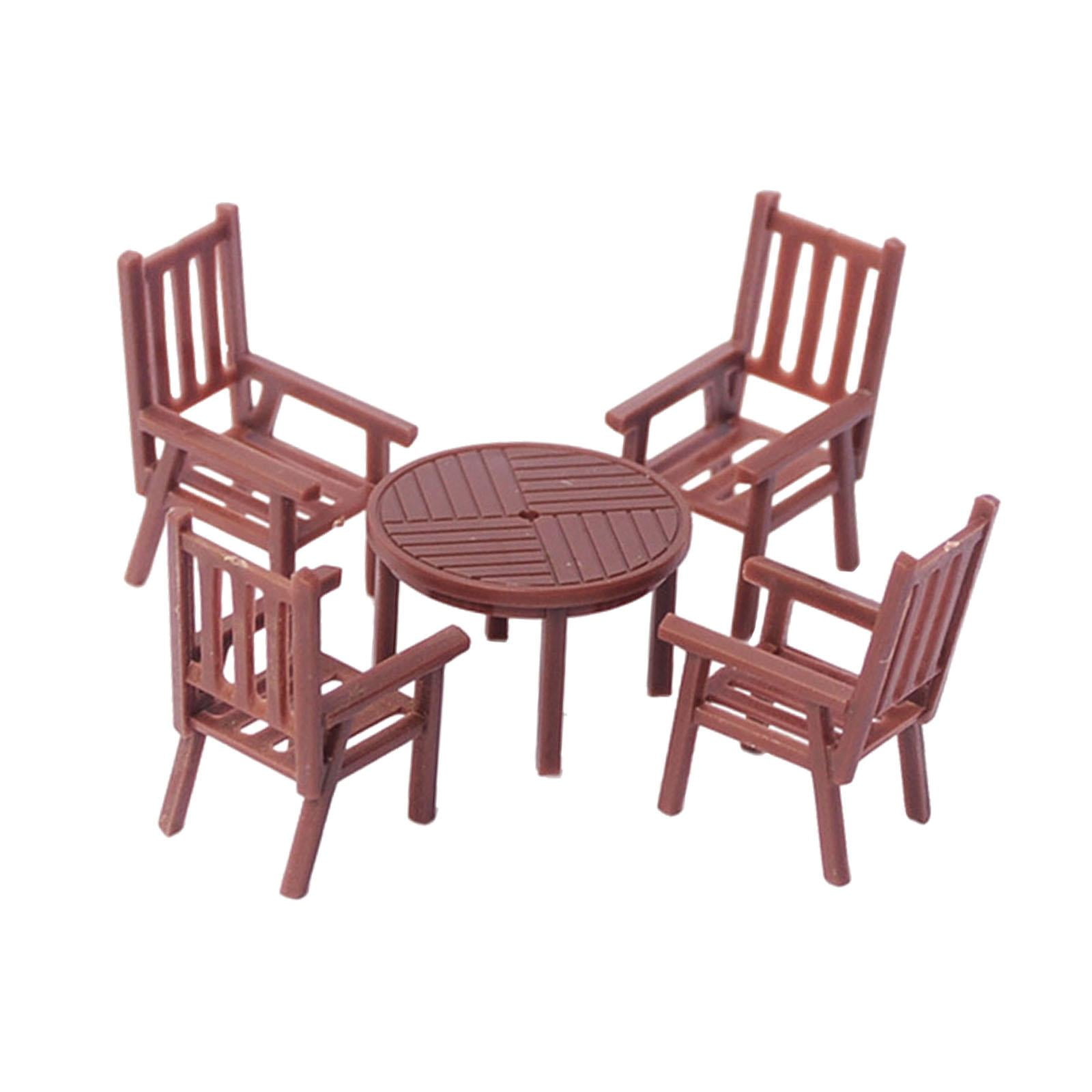 LeeQinersw Mini Desk and Chair Set Model Train Mini Dining Table DIY ...