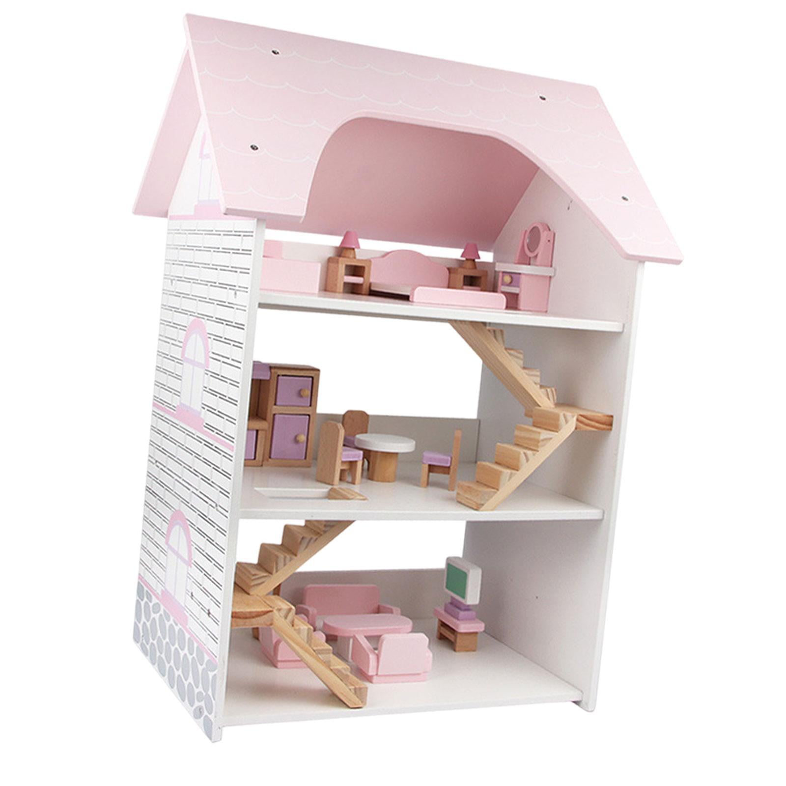 LeeQinersw Wooden Doll House DIY Pretend House Creative Educational Toy ...