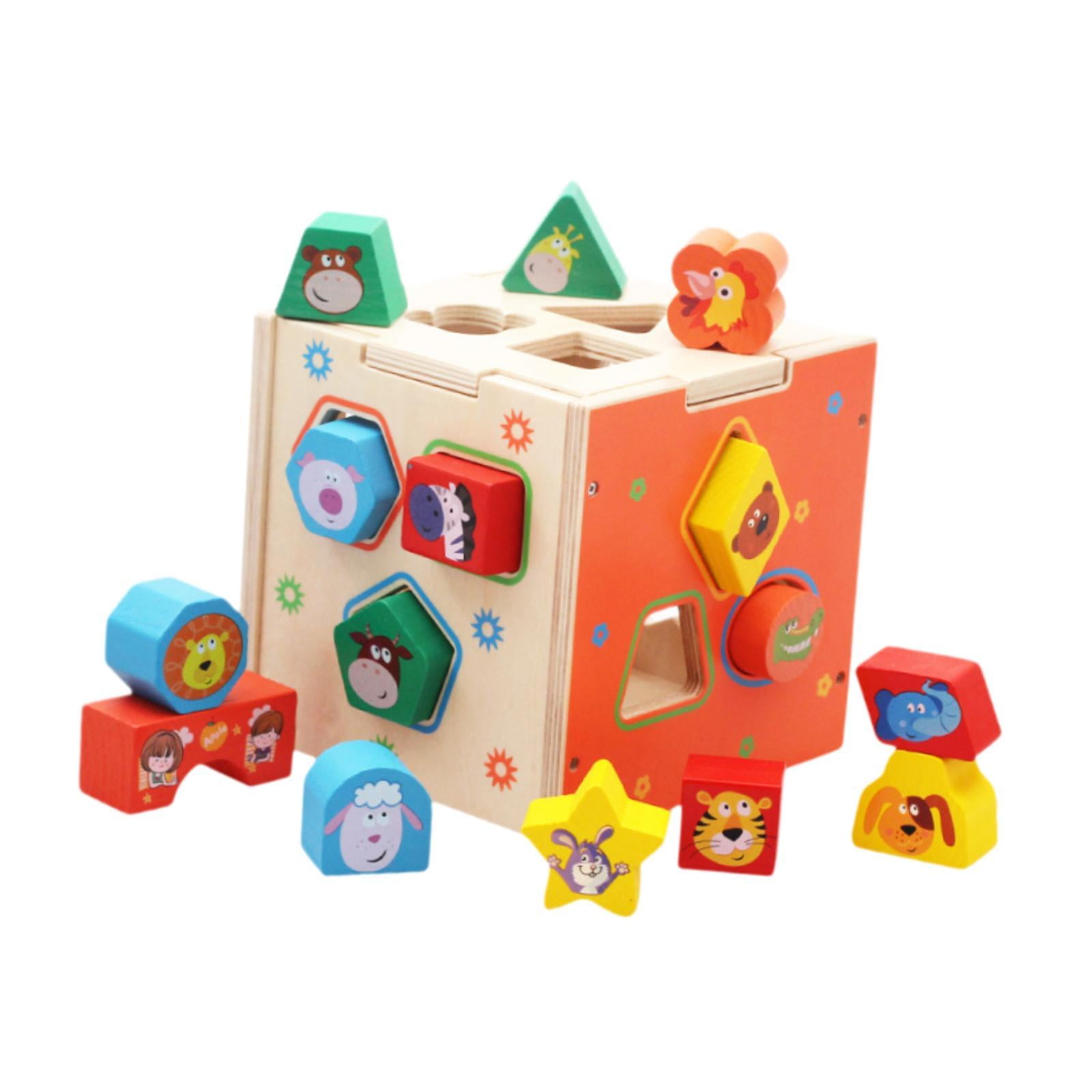 LeeQinersw Wooden Shape Sorter Toy Shape Sorting Cube Toy Box Classic ...