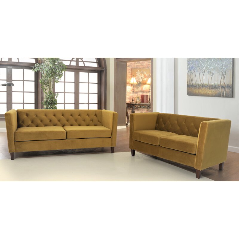 Leeanna 2 Piece Velvet Living Room Set - Walmart.com
