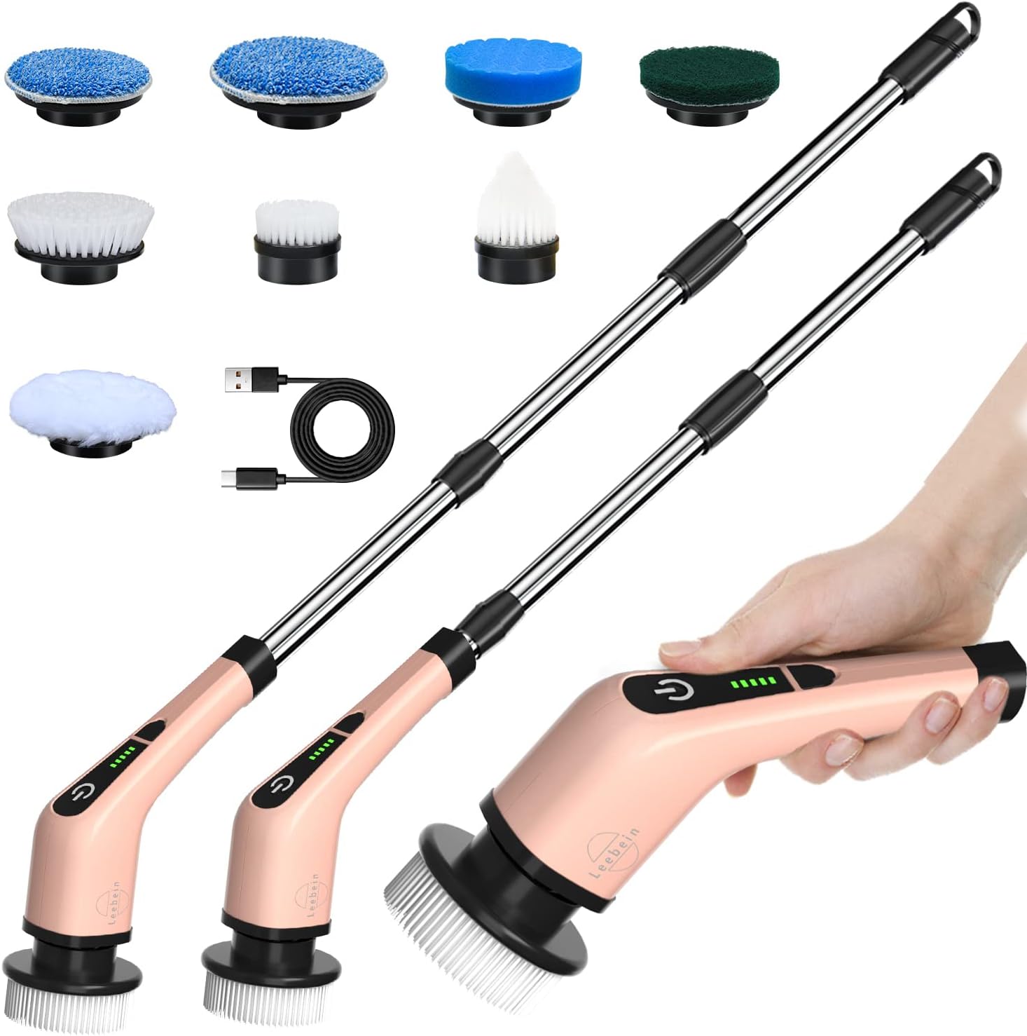 Toilet Scrubber Starter Kit, 1 Handle And 5 Scrubbers, White/Blue ...