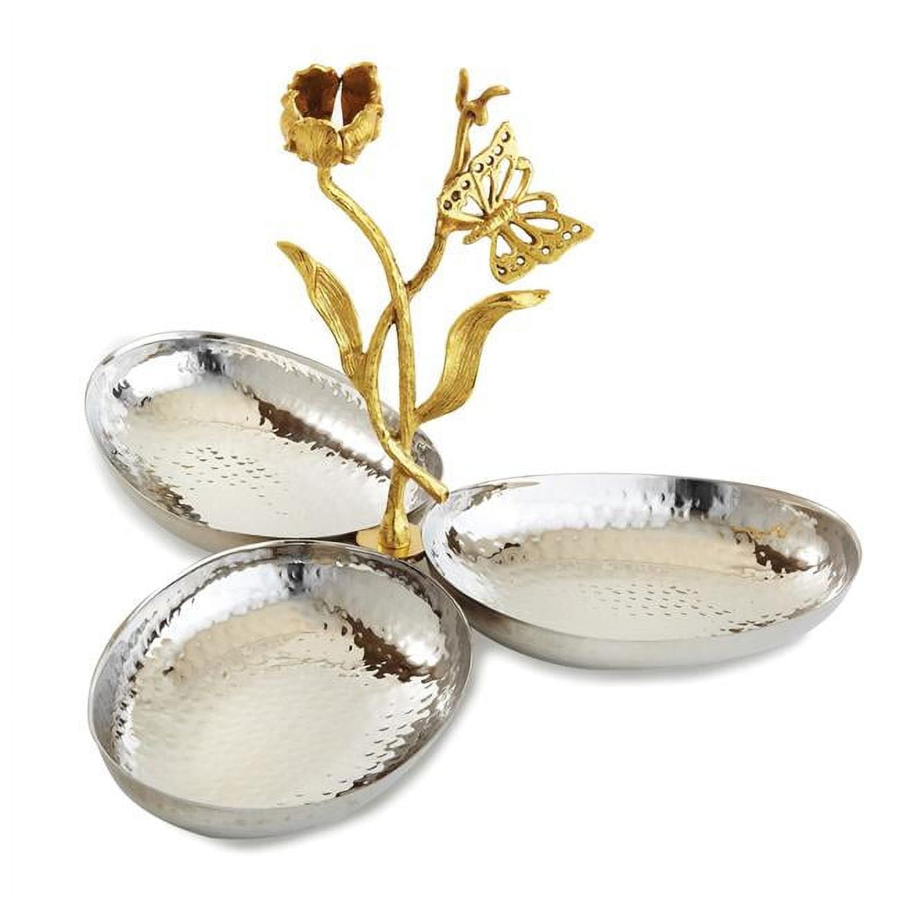 Leeber 70076 6 x 4.5 x 1.25 in. Butterfly Triple Server Dish, Silver ...