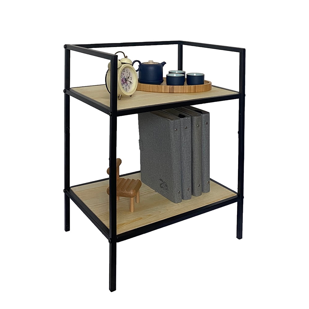 Leec 2-Tier Shelving Unit, Natural Bamboo Storage Shelves for Garage ...