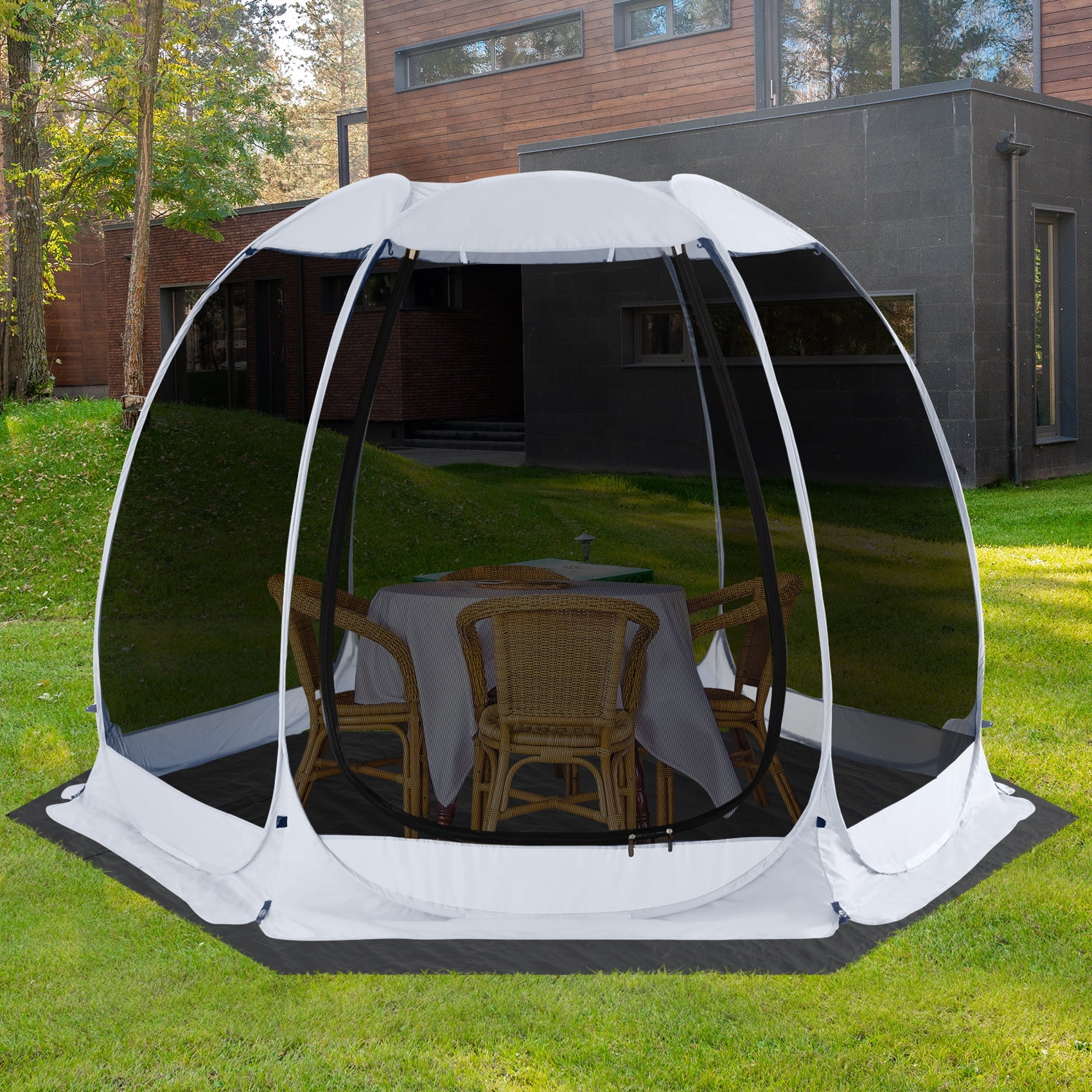 Leedor Pop Up Outdoor Canopy with PE Floor, 10'x 10' 6 Side Mesh Walls ...