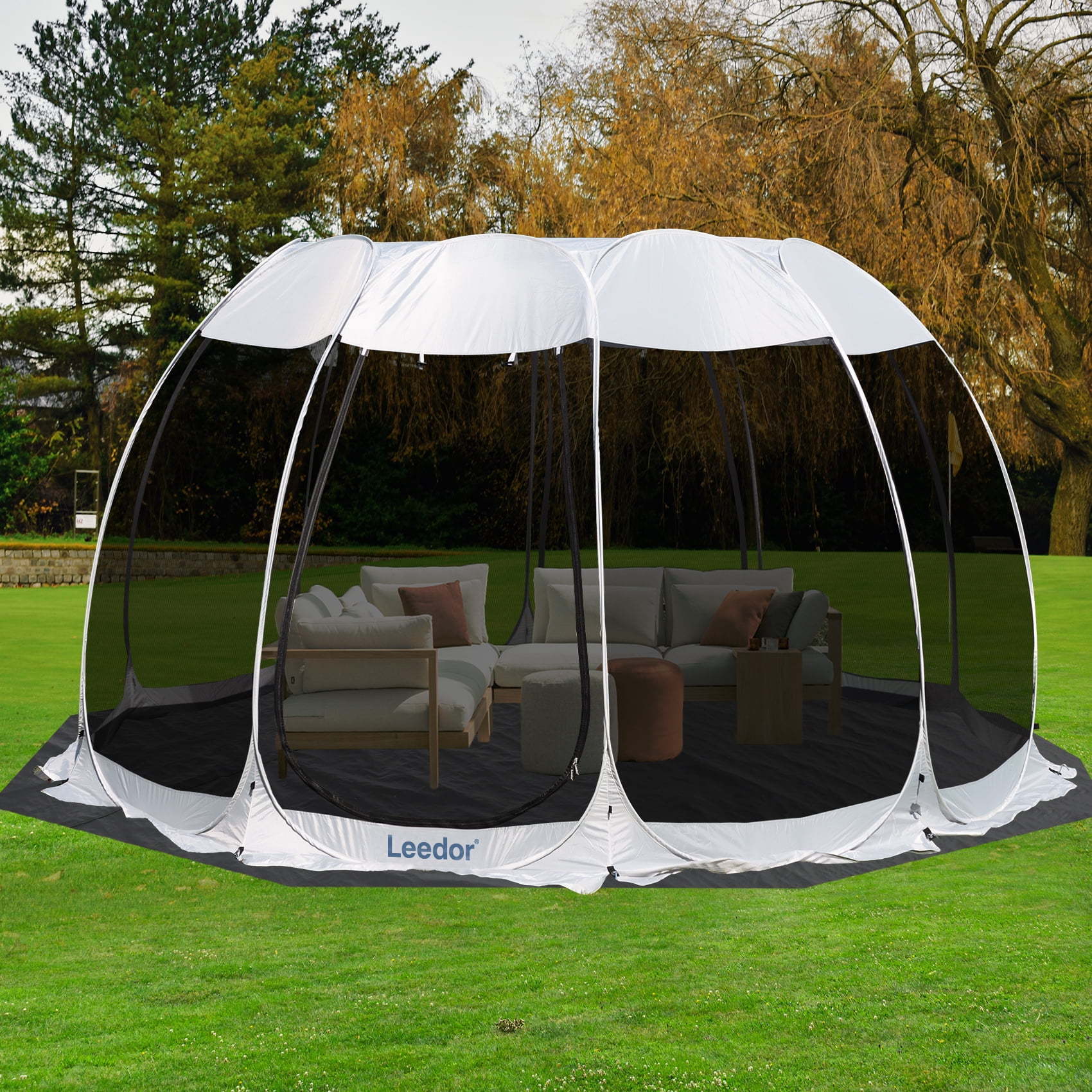 Leedor Pop Up Outdoor Canopy with PE Floor, 15'x 15' 10 Side Mesh Walls ...
