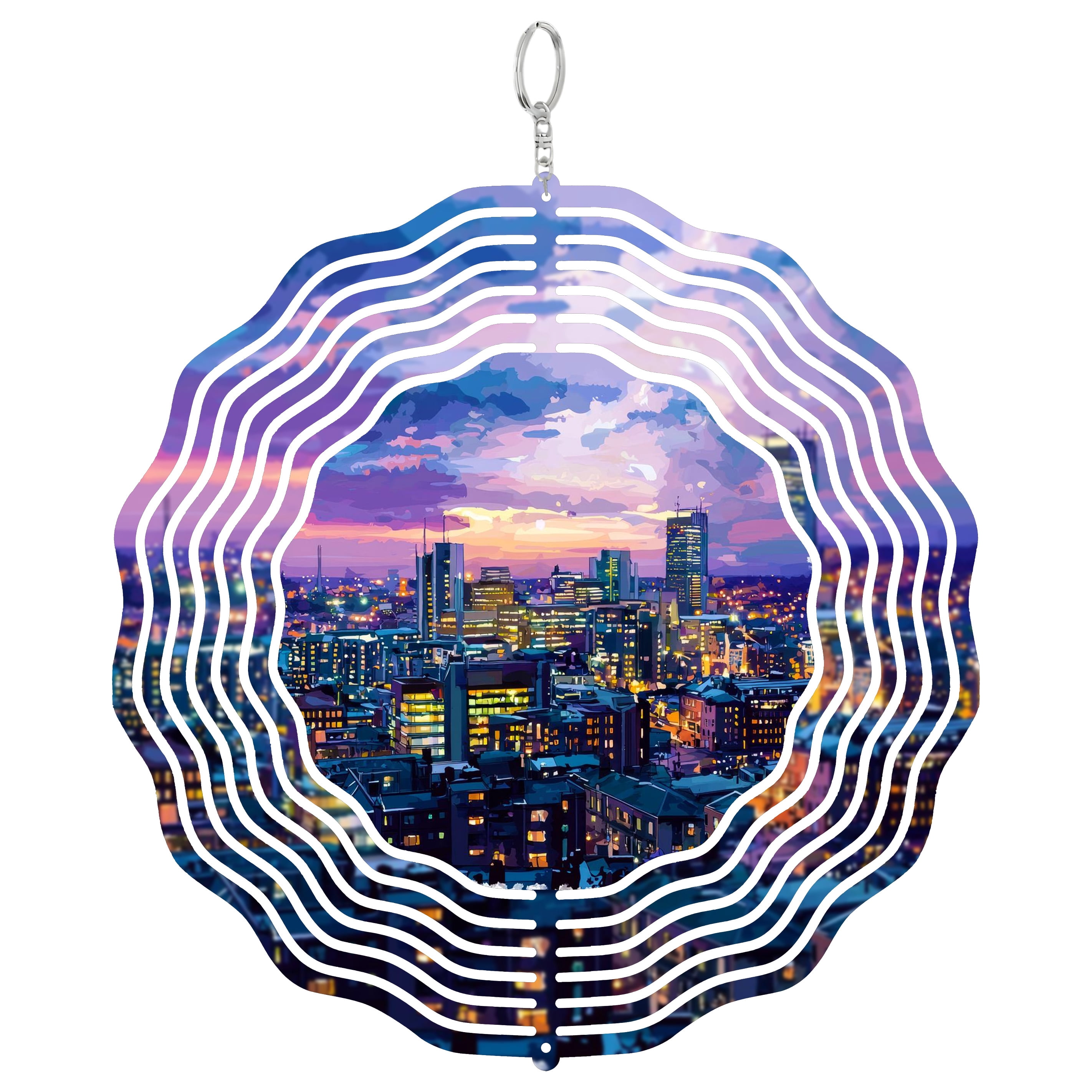 Leeds England Urban Skyline 3D Wind Spinner Kinetic Hanging Art Outdoor ...