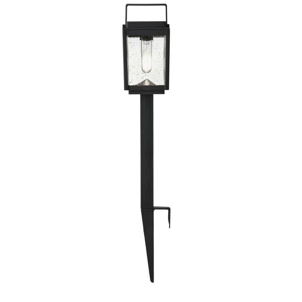 Leeds Solar Black LED Path Light with Vintage Bulb & Seedy Glass Lens ...