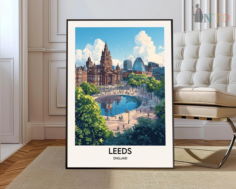 Leeds Yorkshire England Poster – British Travel Art for Urban Homes ...