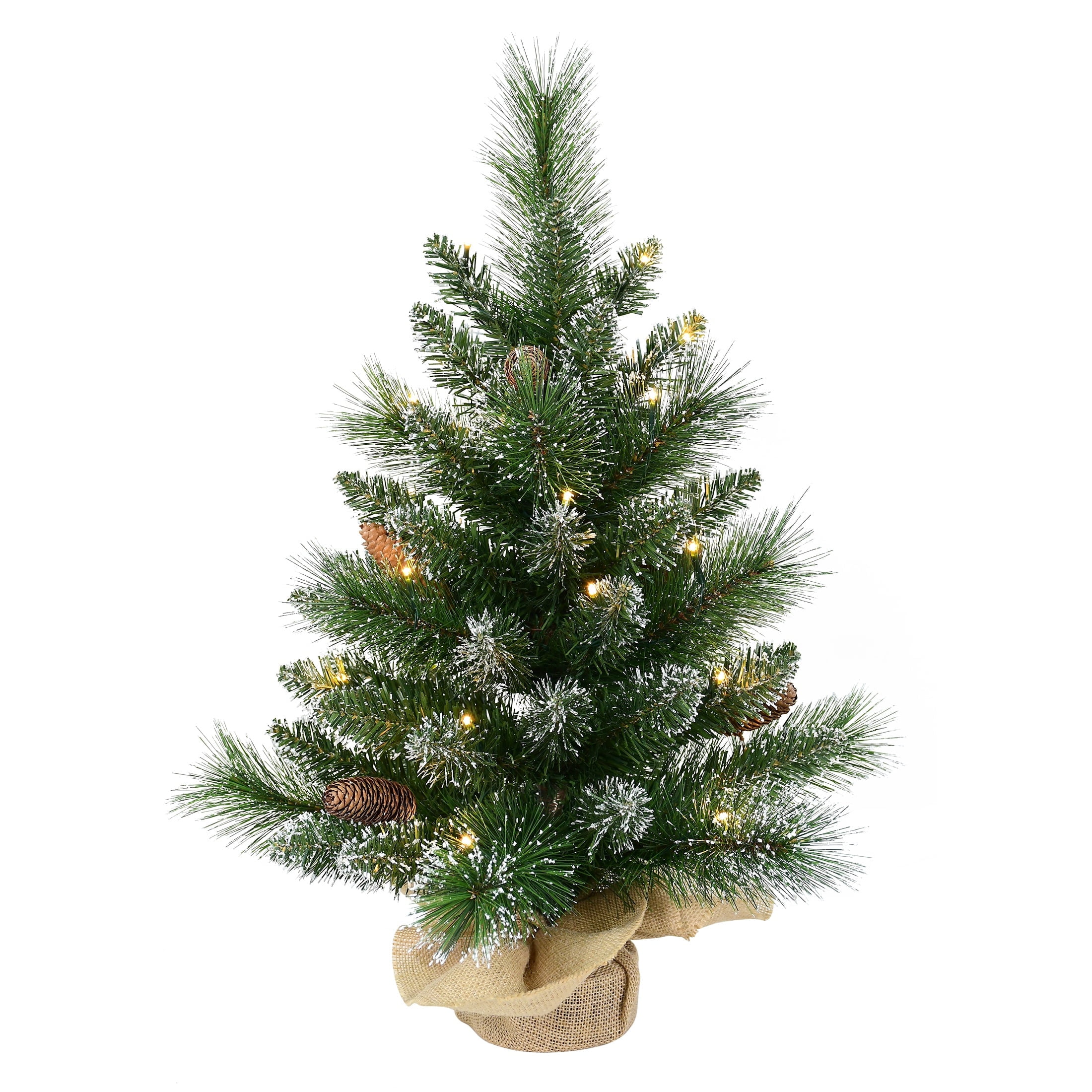 Leeheeyee 2FT Pre-Lit Artificial Small Mini Christmas Tree with Pine ...