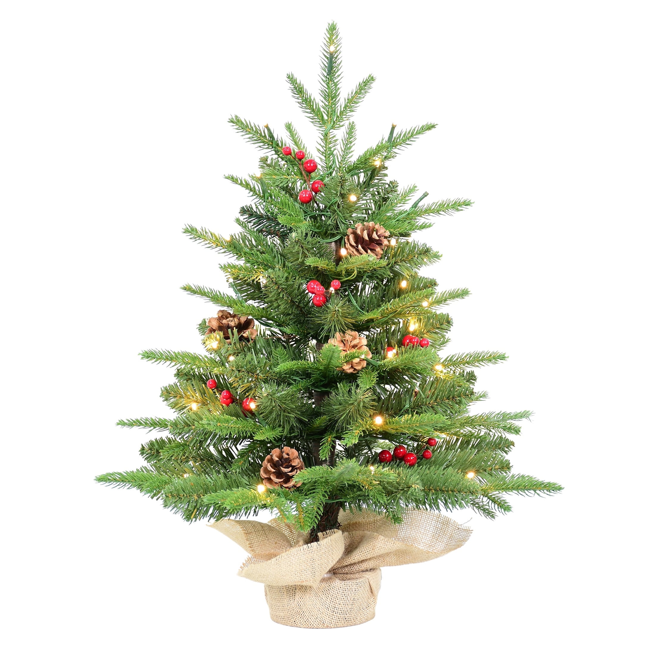 Leeheeyee 2FT Pre-Lit Tabletop Artificial Mini Christmas Tree with 50 ...