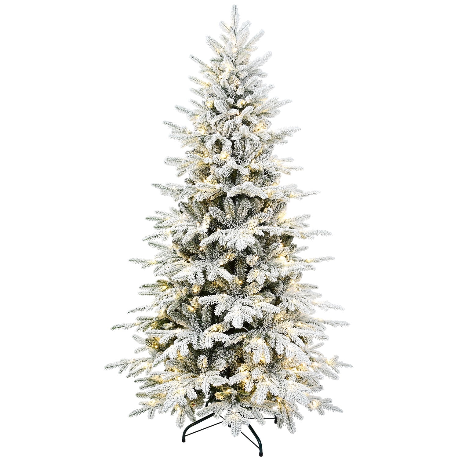 Leeheeyee 4Ft Artificial Tree, Prelit White Flocked spruce Prem ...