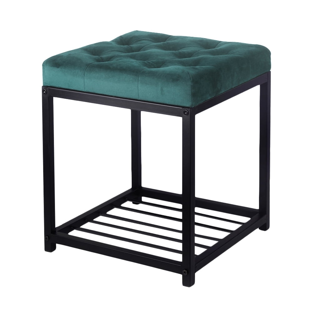 Leejay 17 inch Metal Frame Ottoman, Square Emerald Green Foot Stool for ...