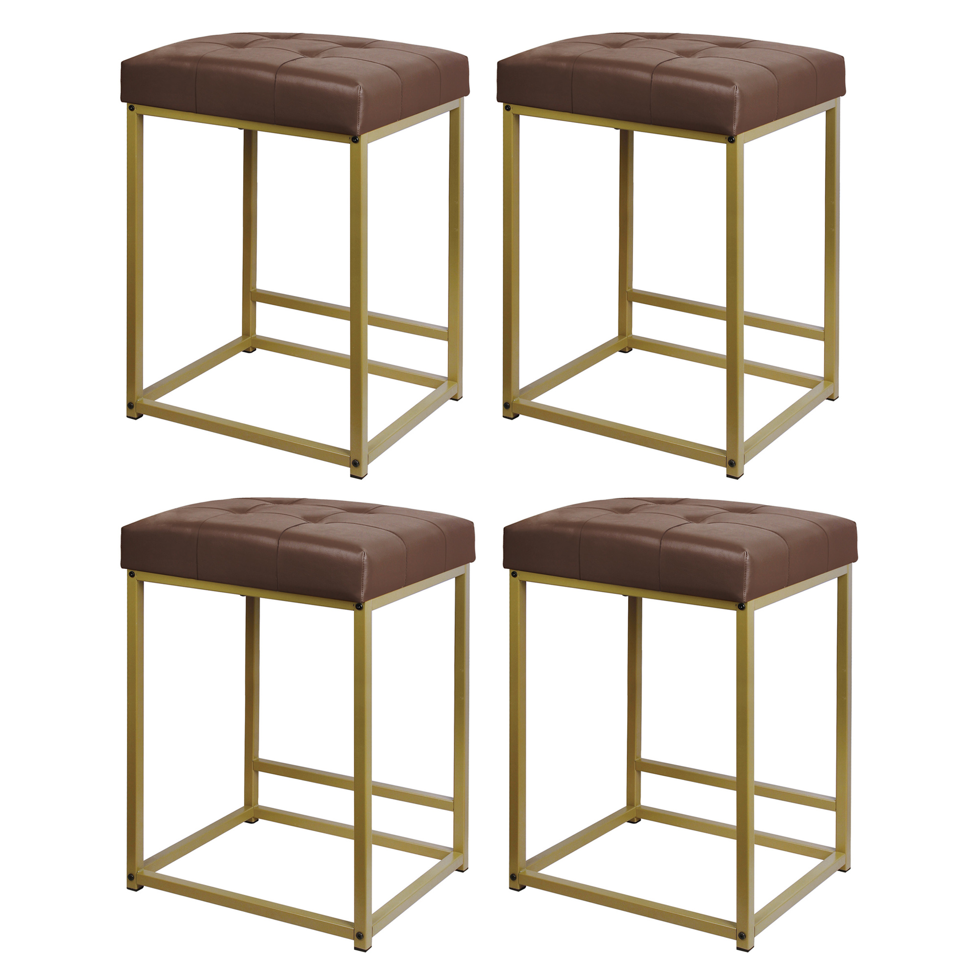 Leejay 24 inch Backless Counter Height Upholstered Brown Stool for ...