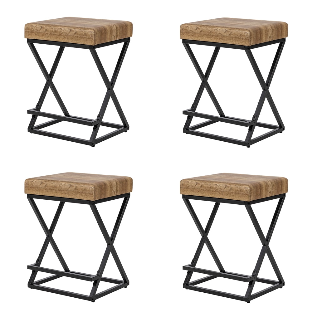 Leejay 24 inch Black Counter Height Stool for Kitchen Island Dining ...