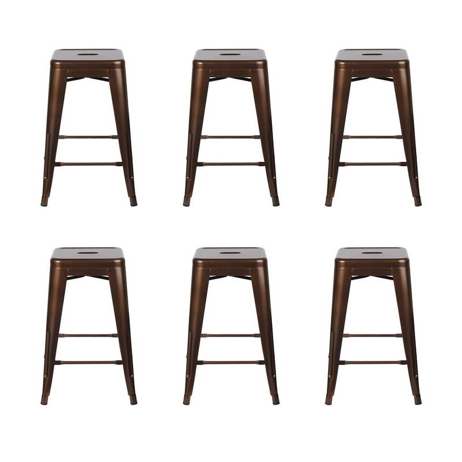 Leejay 24 inch Coffee Backless Metal Stool with Vegan Leather Seat,Set of 6 - Walmart.com