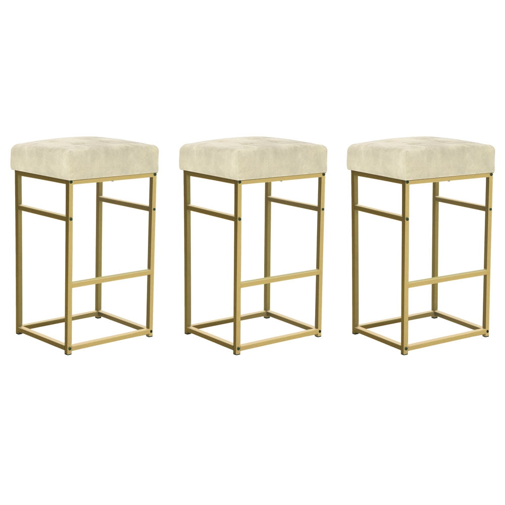 Leejay 30 Inch Beige Backless Counter Height Bar Stool,Set of 3 ...