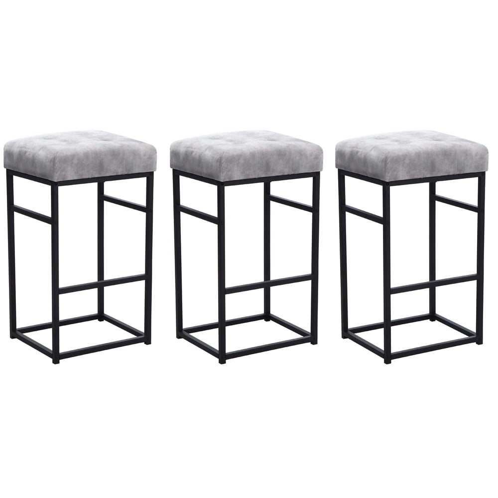 Leejay 30 Inch Gray Backless Counter Height Bar Stool,Set of 3 ...