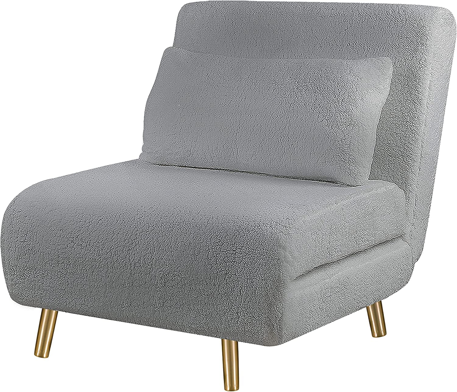 Leejay 30 inch Wide Convertible Fuzzy Turns into Sofa Bed, Sherpa Gray ...
