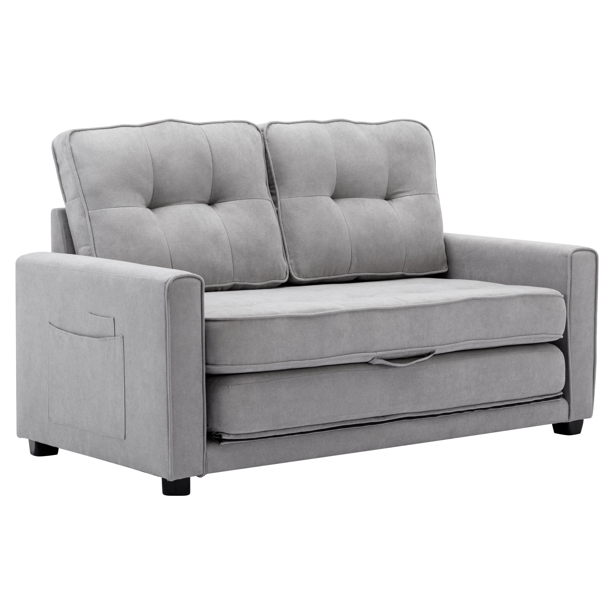 Leejay 59 inch Loveseat Sofa with Pull-Out Bed,Upholstered Convertible ...