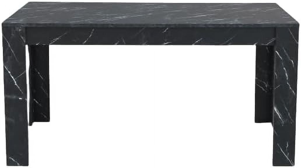 LEEJAY 59 inch Rectangular Wood Dining Table, Faux Marble Black, Modern ...