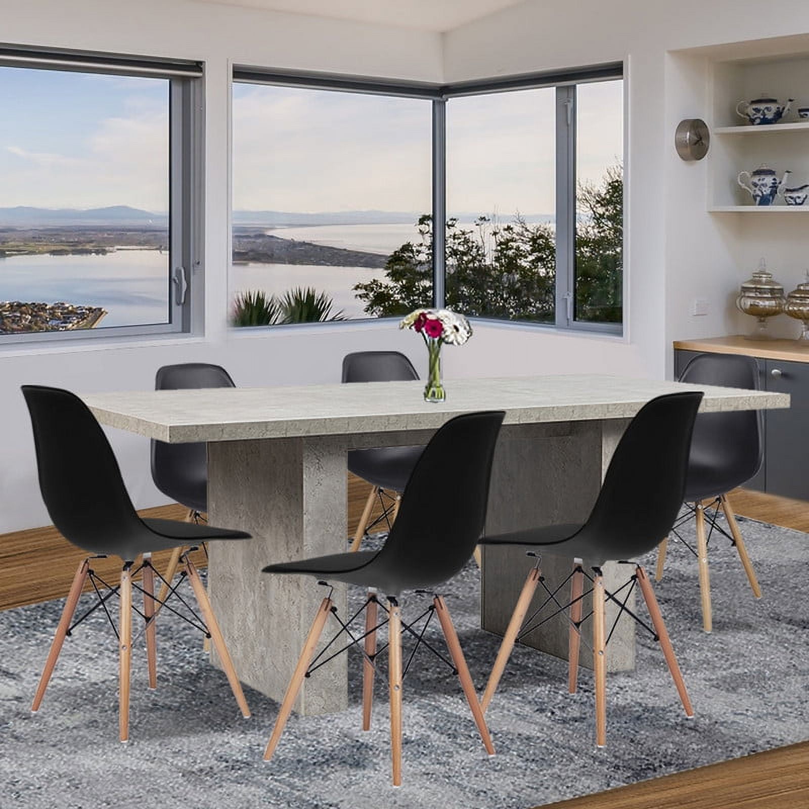 Leejay 7 Piece Kitchen Table Set,Cement Rectangle Dining Table and ...