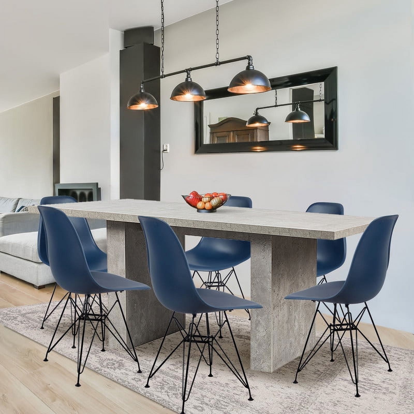 Leejay 7 Piece Kitchen Table Set,Cement Rectangle Dining Table and Teal ...