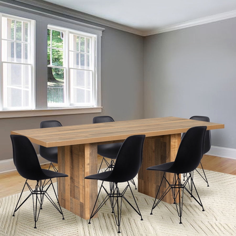 Leejay 7 Pieces Dining Table Set,70 inch Wooden Kitchen Table & 6 Pack ...