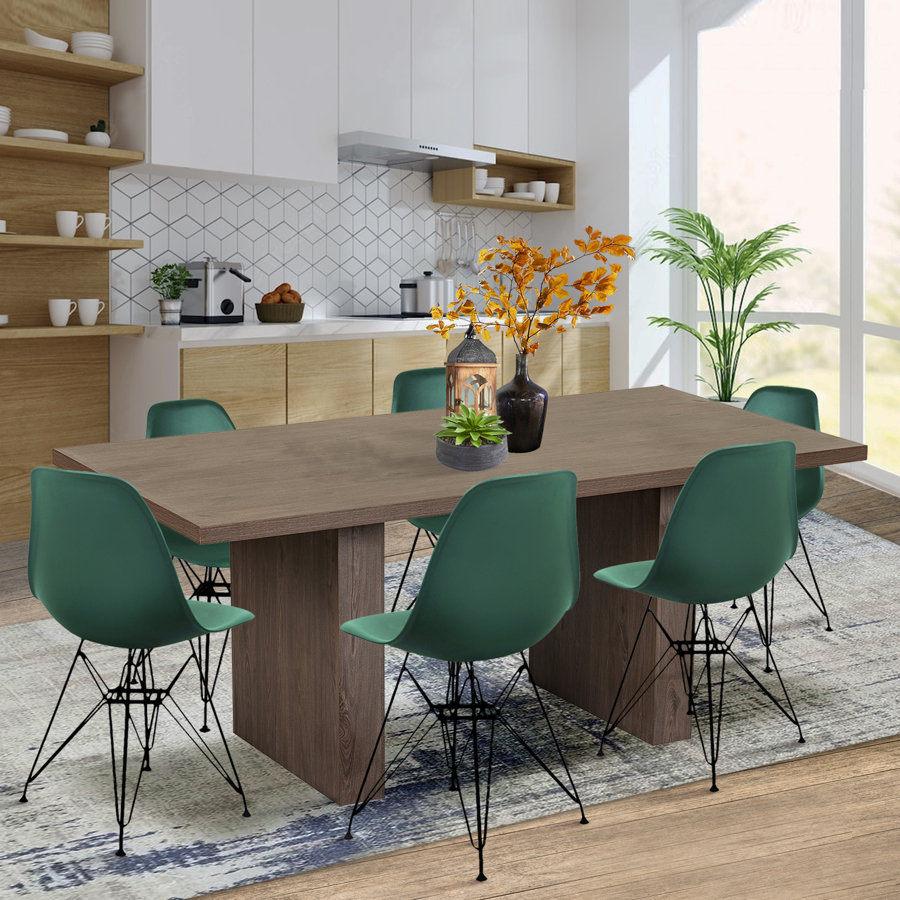 Leejay 7 Pieces Dining Table Set,70 inch Wooden Kitchen Table & 6 Pack ...