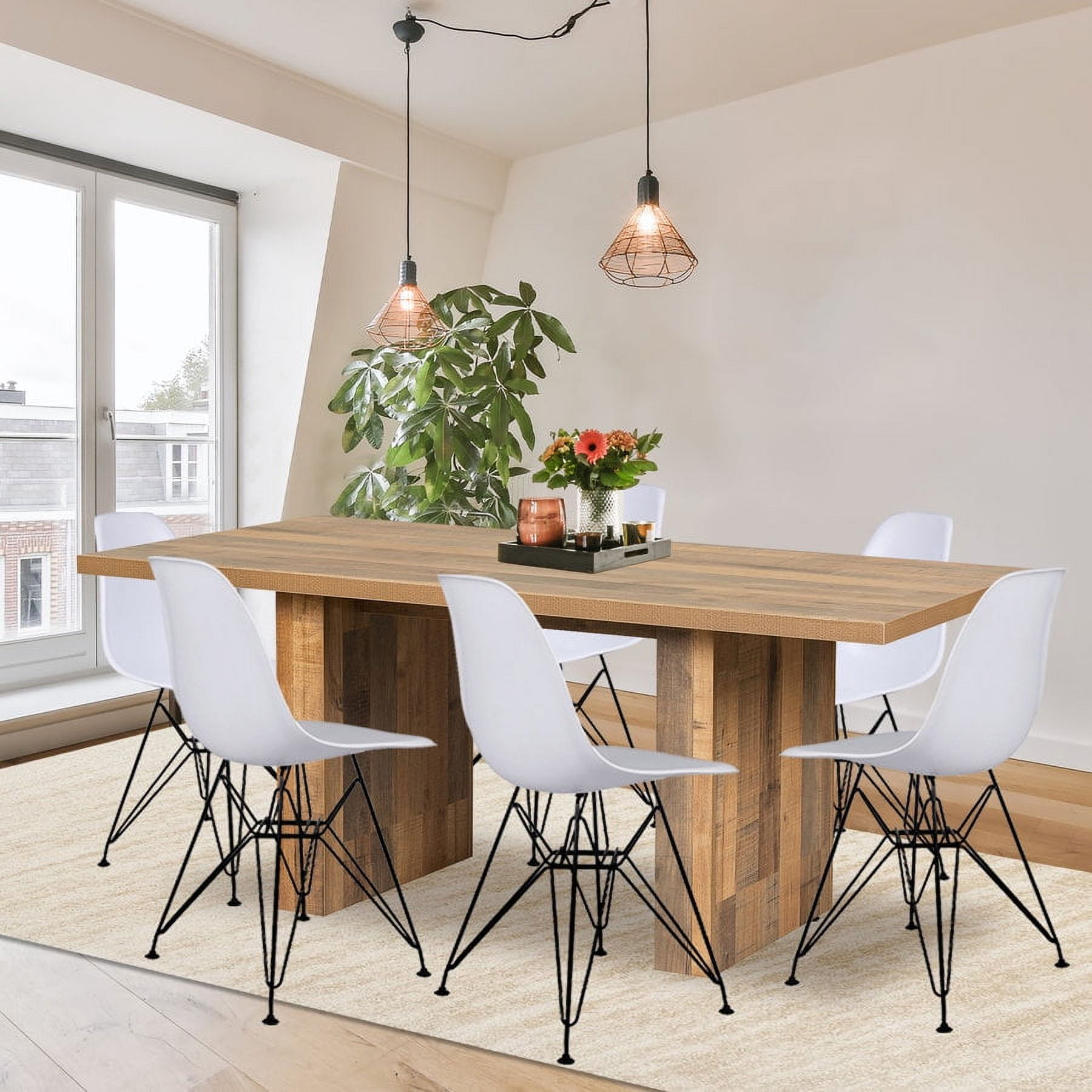 Leejay 7 Pieces Dining Table Set,70 inch Wooden Kitchen Table & 6 Pack ...