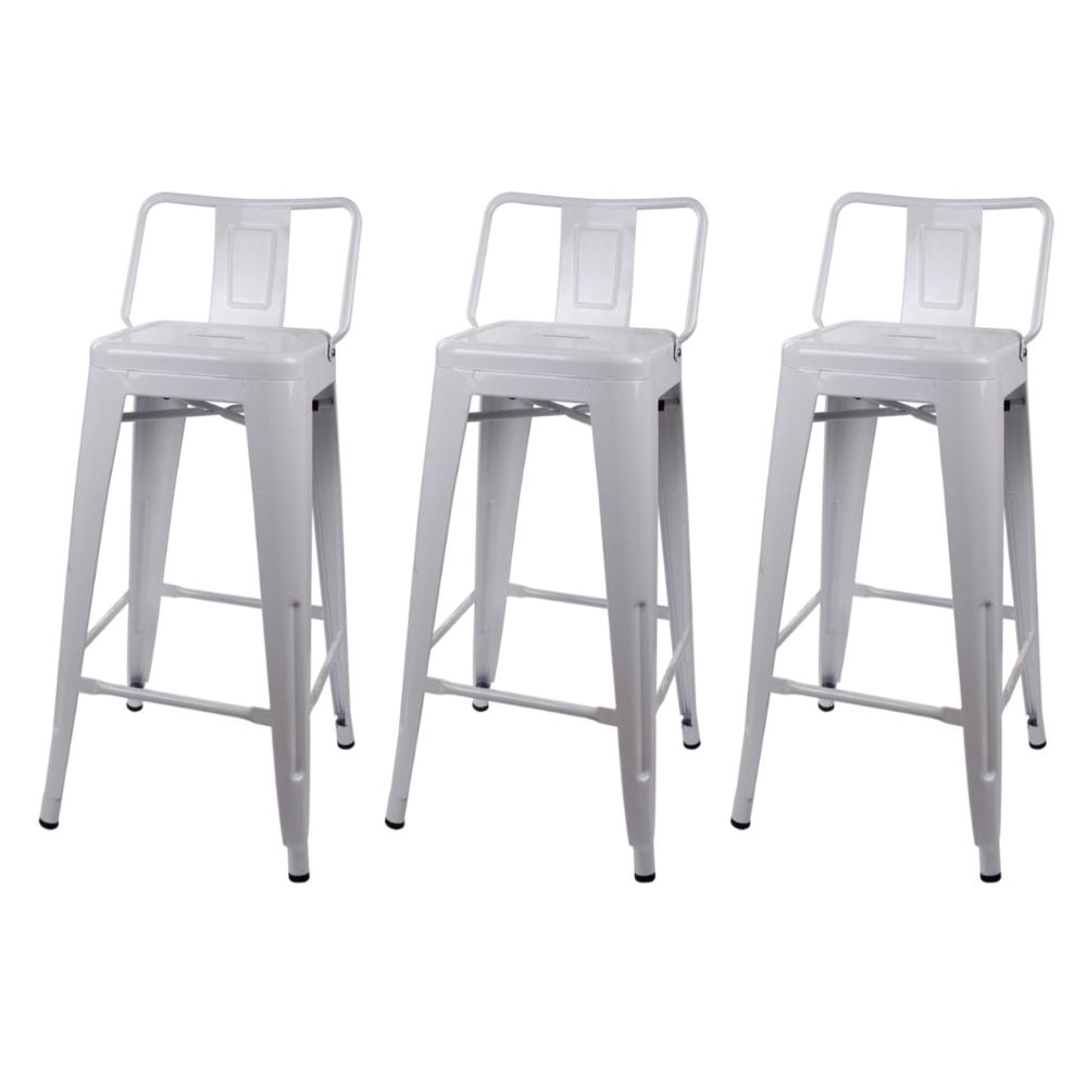 Leejay Distressed Cream White 30 inch Low Back Counter Height Metal ...