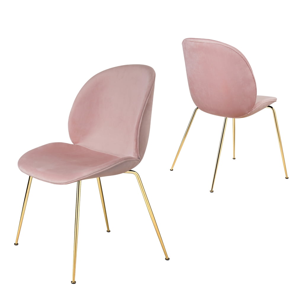 Leejay Velvet Dining Chairs Set of 2, Chic Design with Gold Legs, High ...