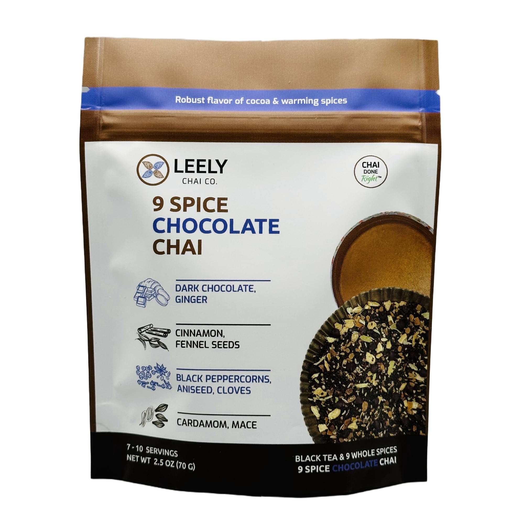 Leely Chai Chocolate Masala Chai, Loose Leaf. Organic Assam Black Tea ...