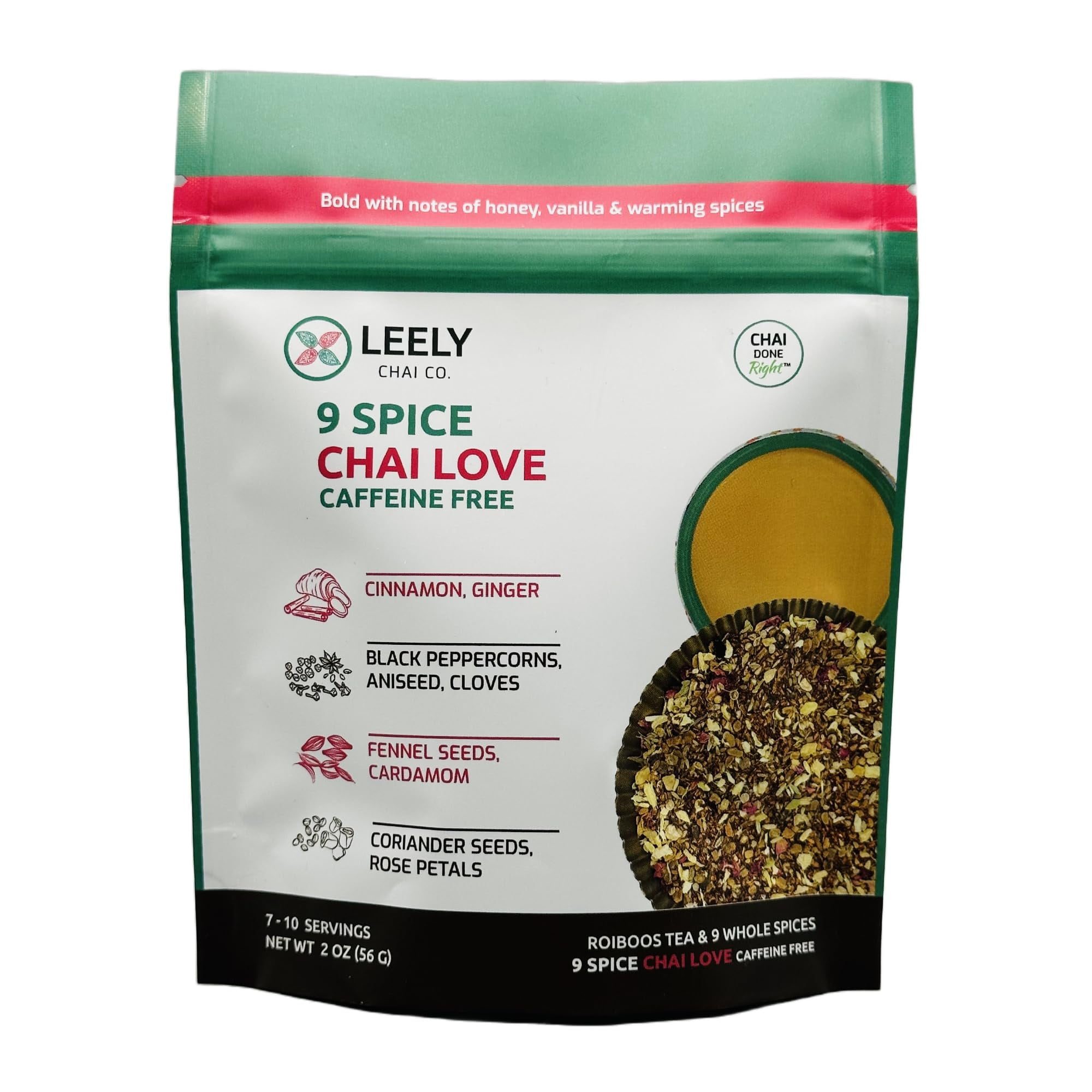Leely Chai Decaf Rooibos Masala Chai, Loose Leaf. Herbal, naturally ...
