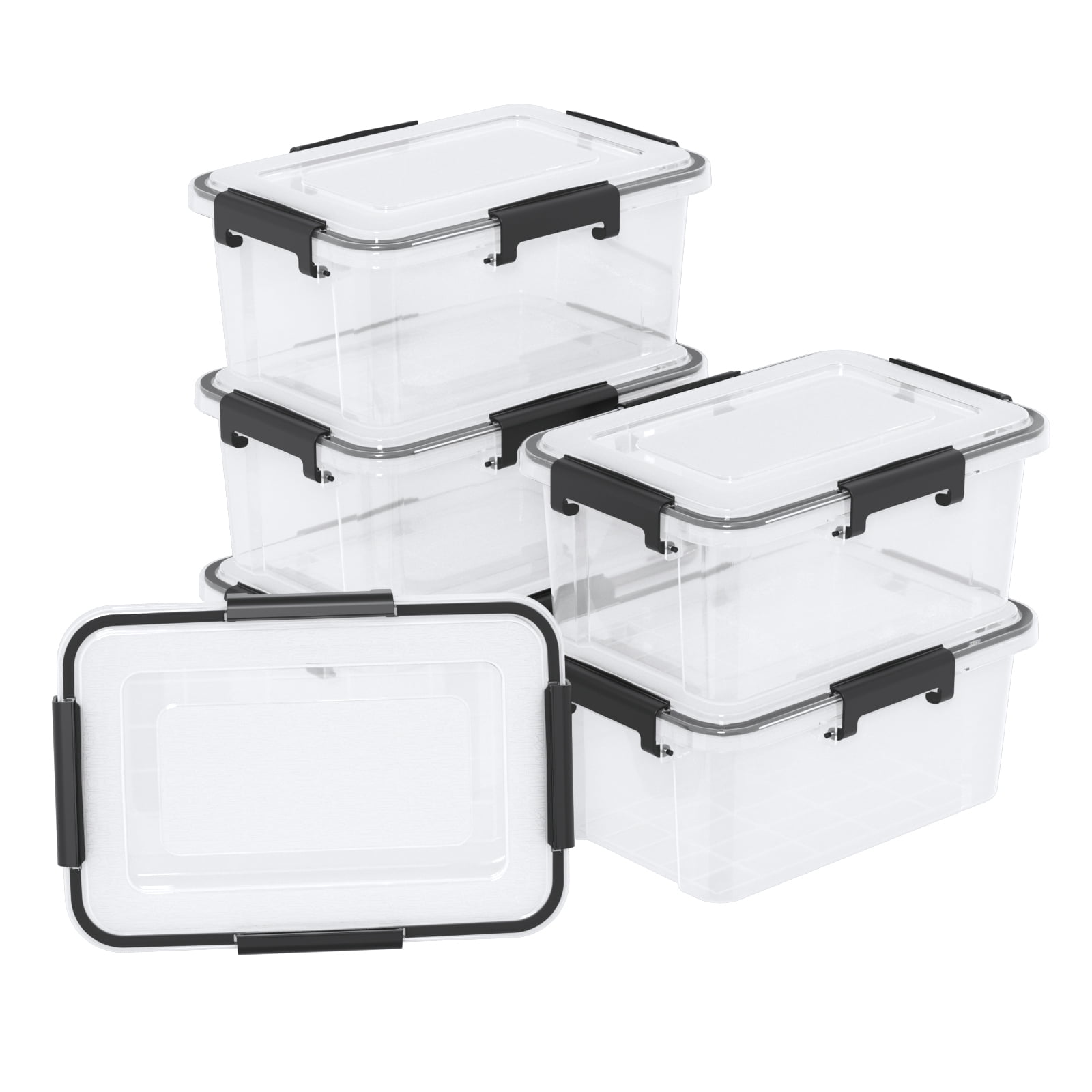 Leendines 10 Litre 6 Pack Airtight Storage Bins with Lids, Clear ...