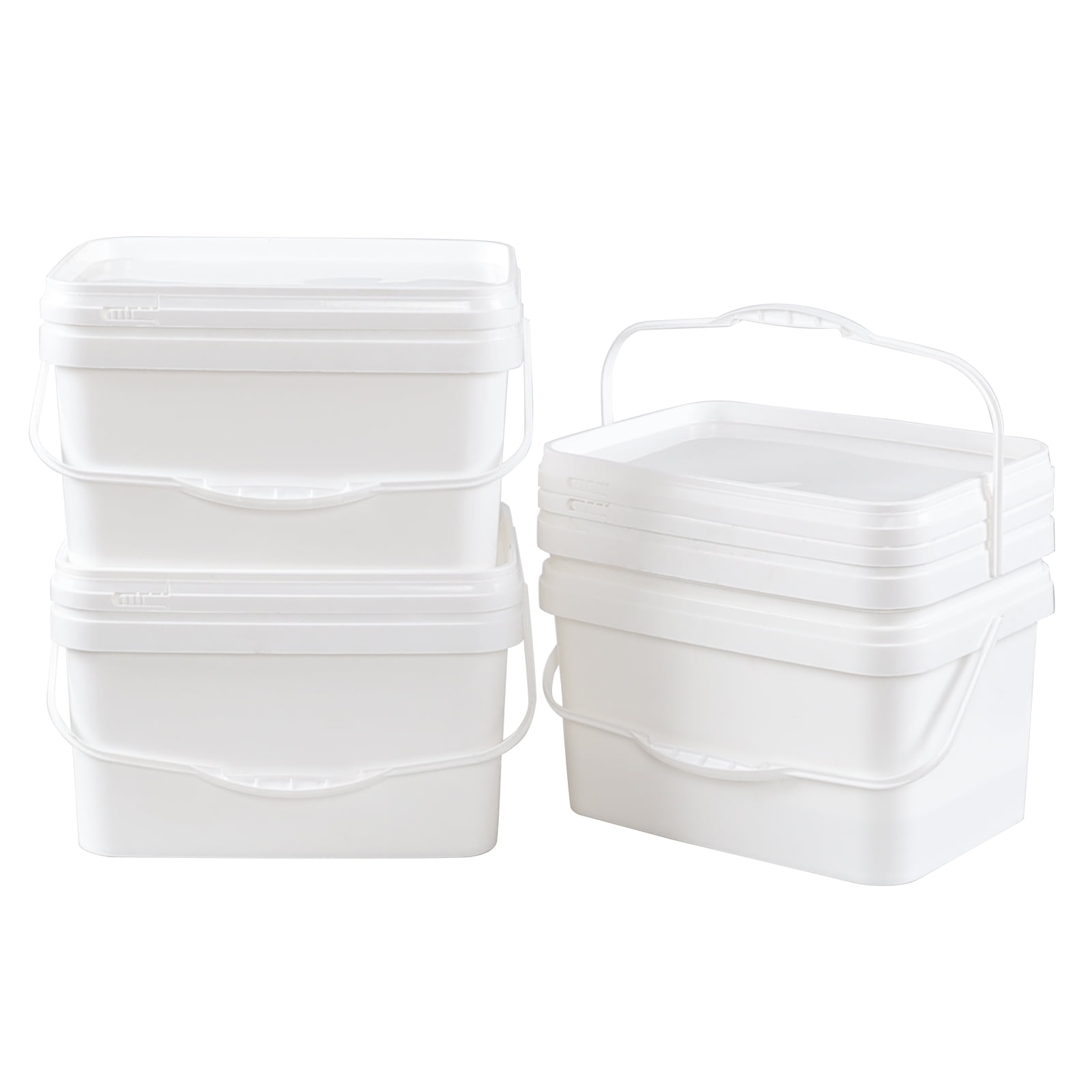 Leendines 2.5 Gallon 4 Pack Small Rectangular Pail Bucket with Lid ...