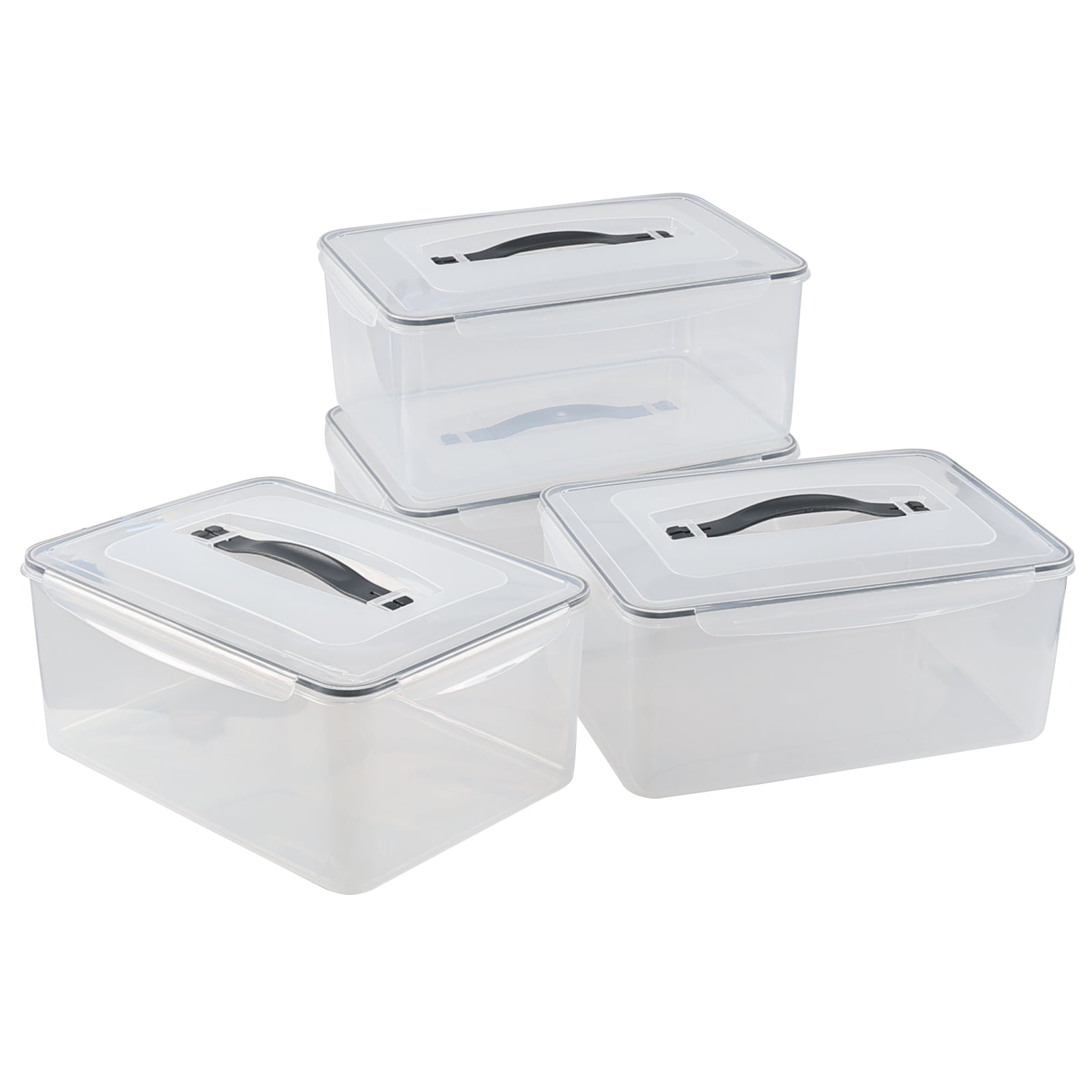Leendines 4 Pack 14.5 L Plastic Airtight Food Containers, Clear Bin ...