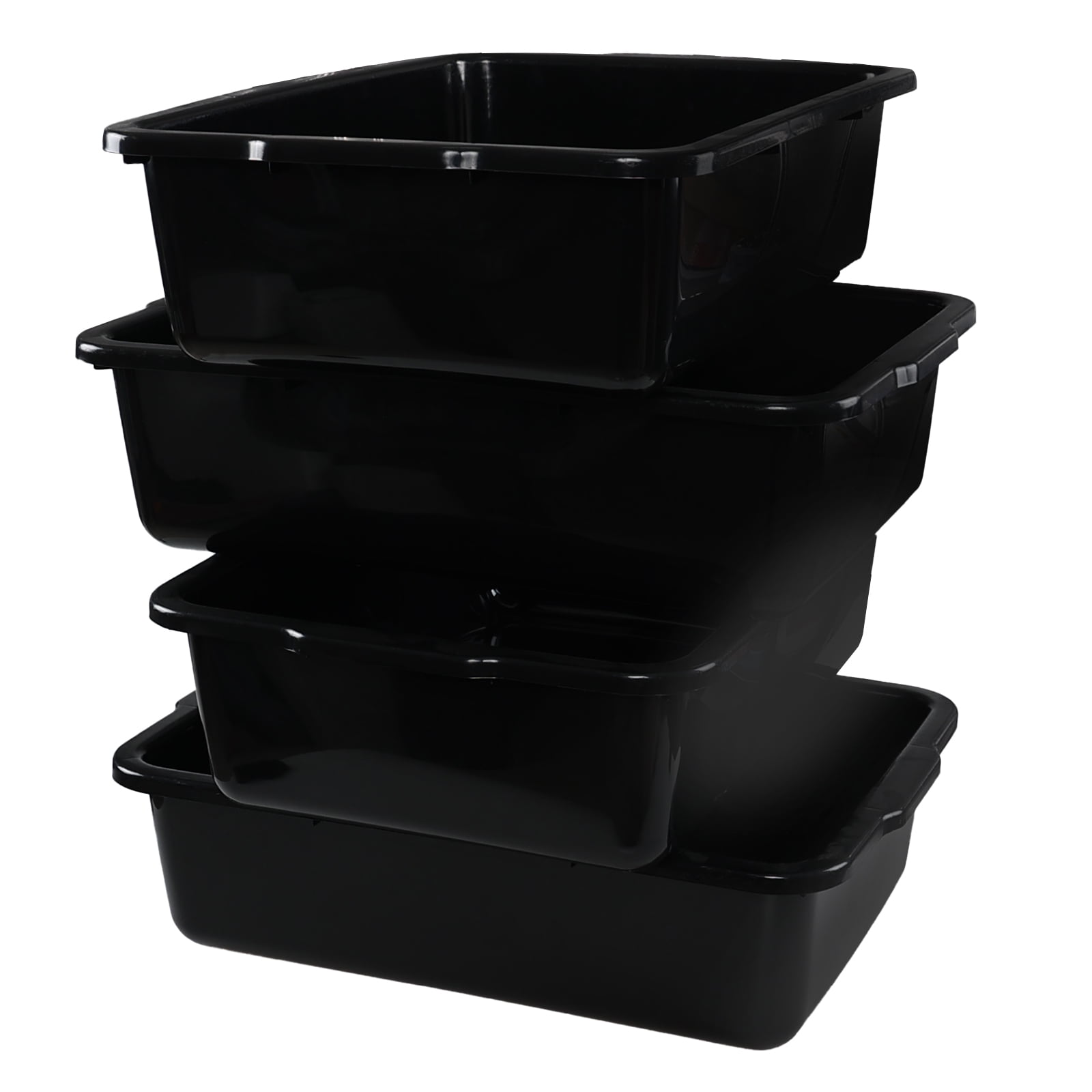 Leendines 4 Pack 32 L Commercial Bus Box, Black Large Plastic Bus Tubs ...