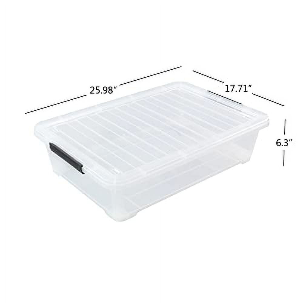 Leendines Plastic Underbed Storage Box, 40 Quart Clear Shallow Box with ...