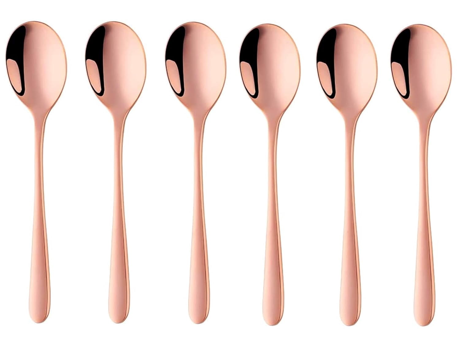 Leeonz Rose Gold Soup Spoons Stainless Steel Round Spoons with Rose ...
