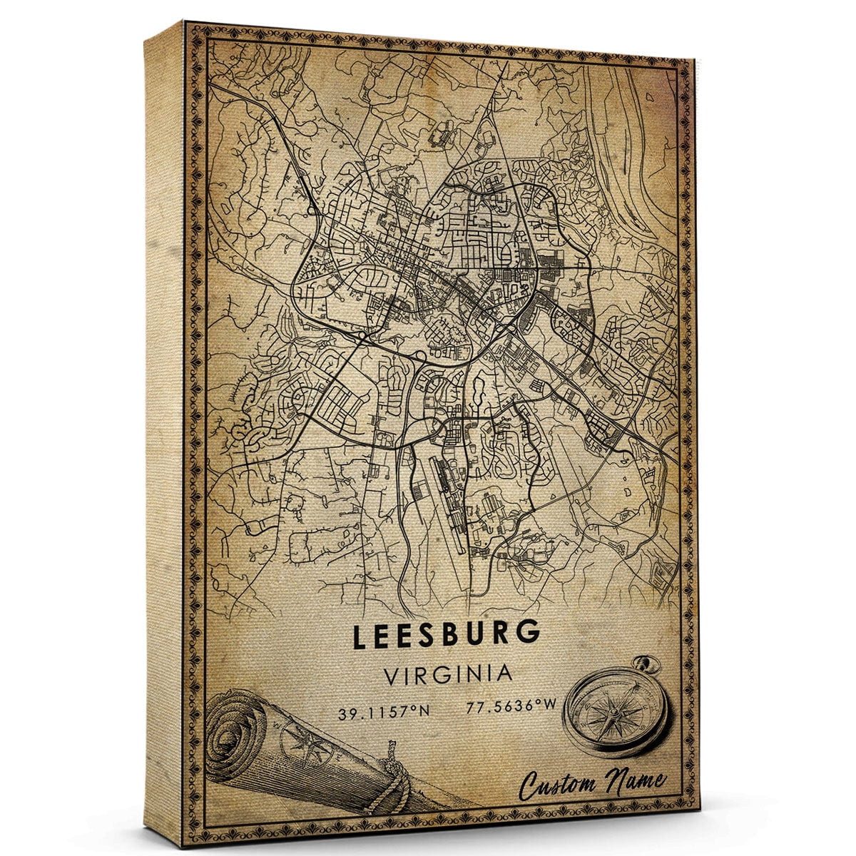 Leesburg Map Poster, Virginia Map Art Poster, Canvas, Leesburg Map City ...
