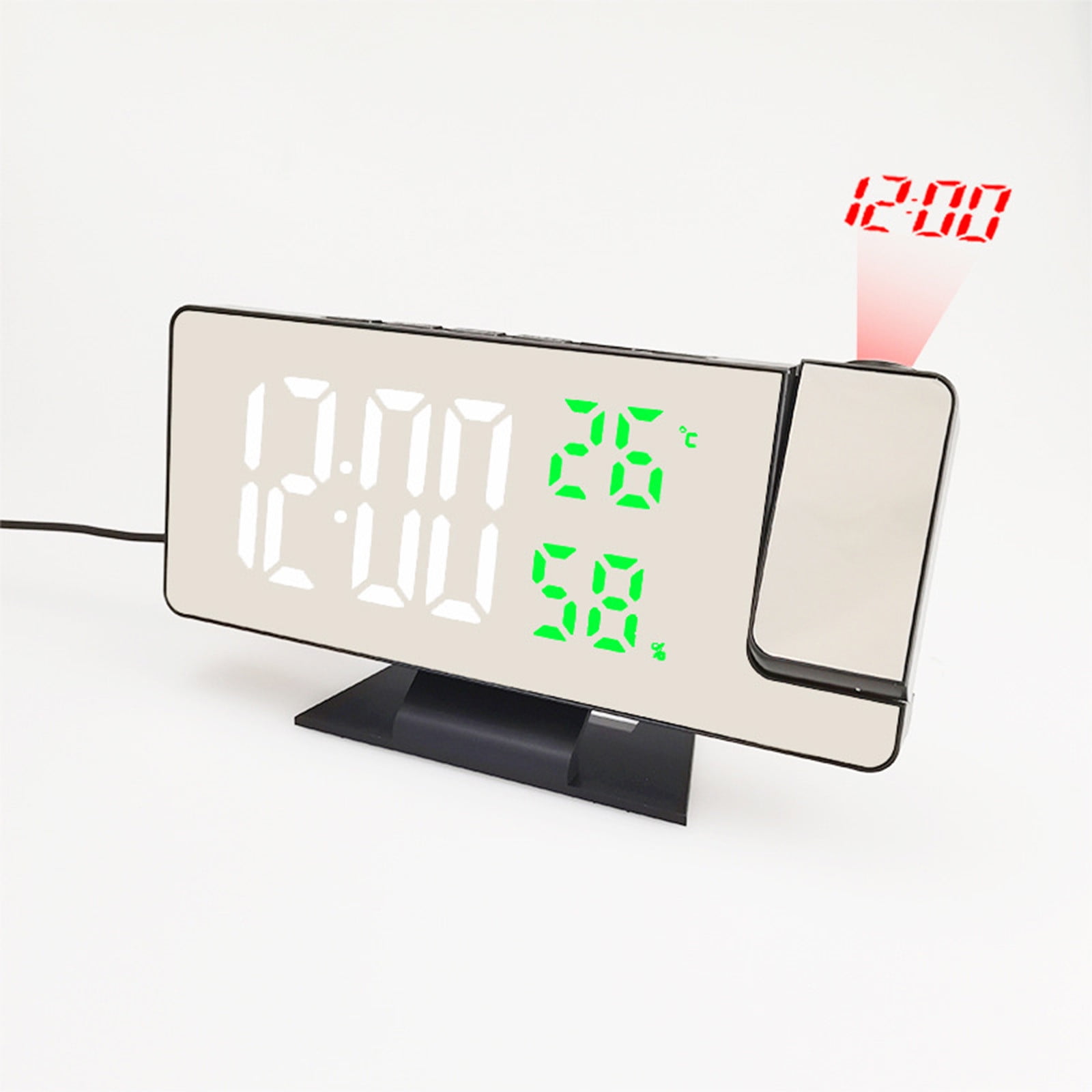 Leesechin 3D Projection Alarm Clock Larger LED Mirror Clock Display ...