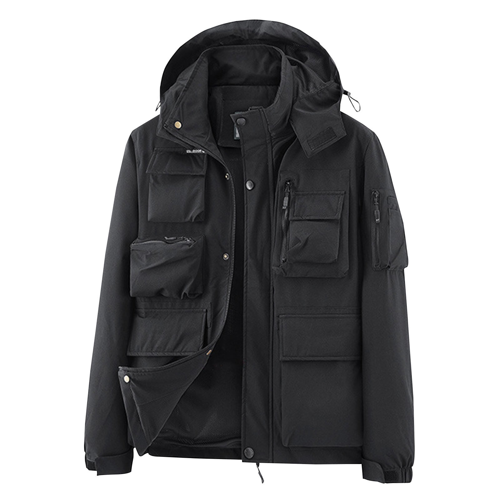 Leesechin Cargo Jackets for Winter Men's Fashion Casual Solid Color ...