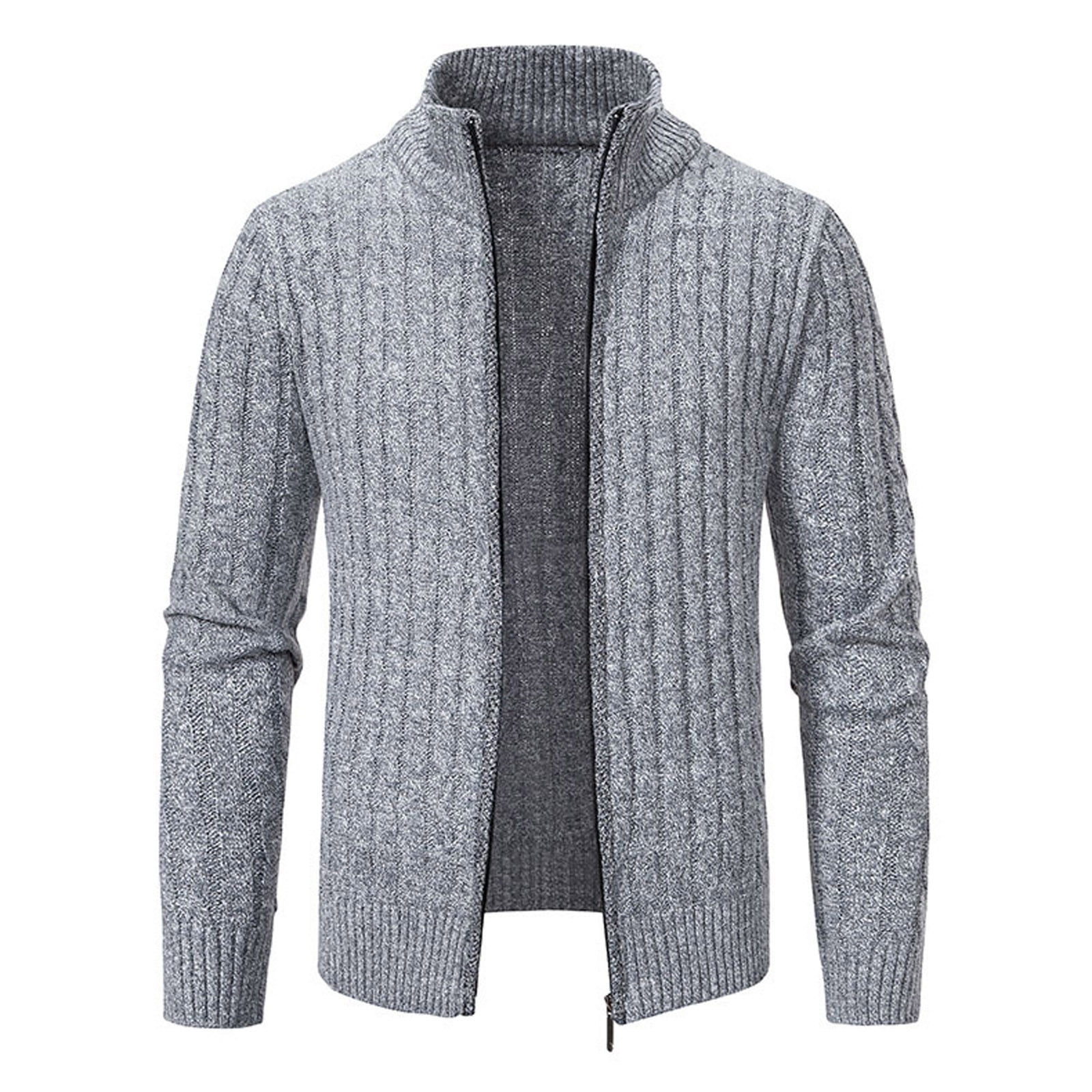 Leesechin Cardigan Sweaters for Men Thin Velvet Zipper Sweater Coat ...