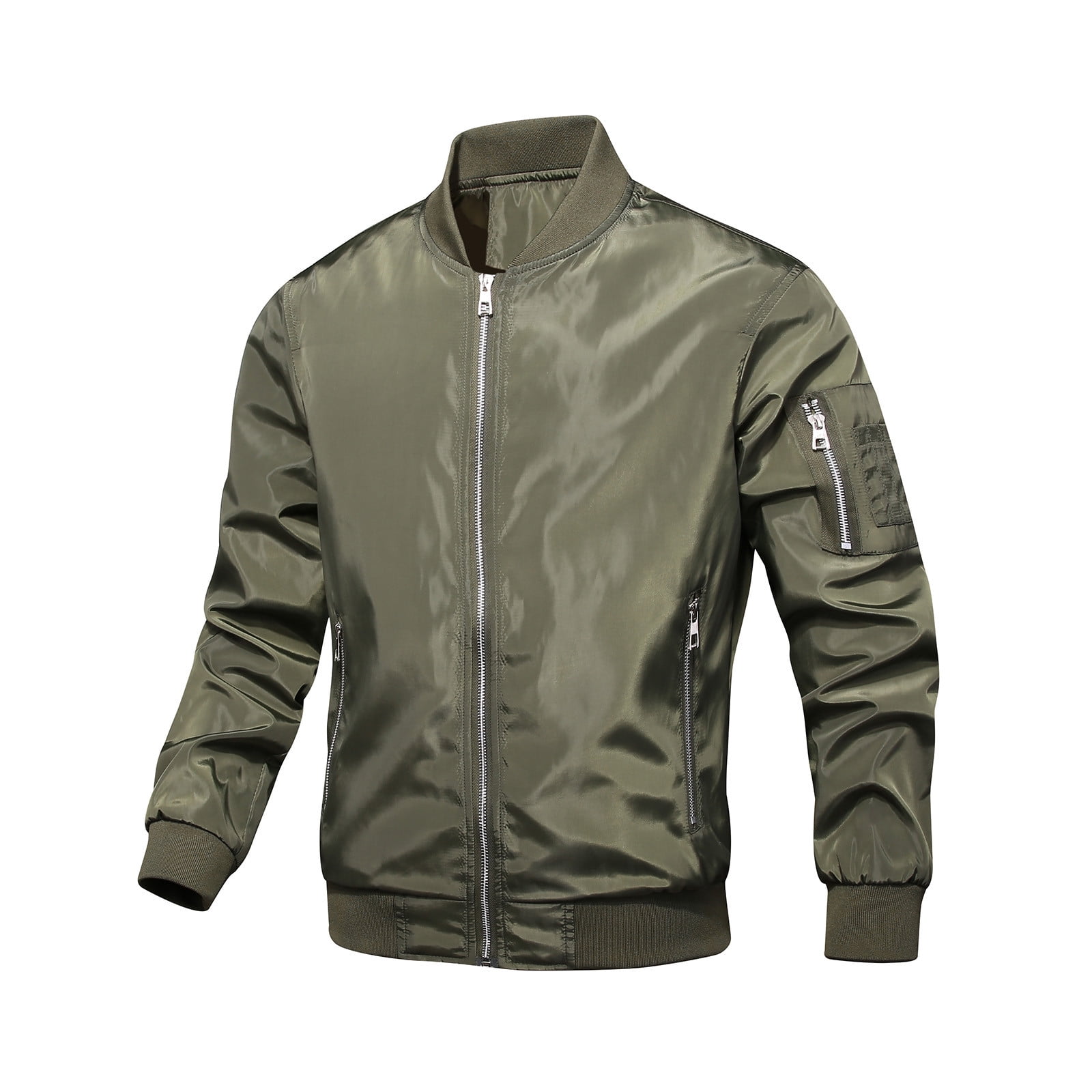 Leesechin Men Big & Tall Jacket Zipper Pocket Ribbed Hem Non-hooded ...