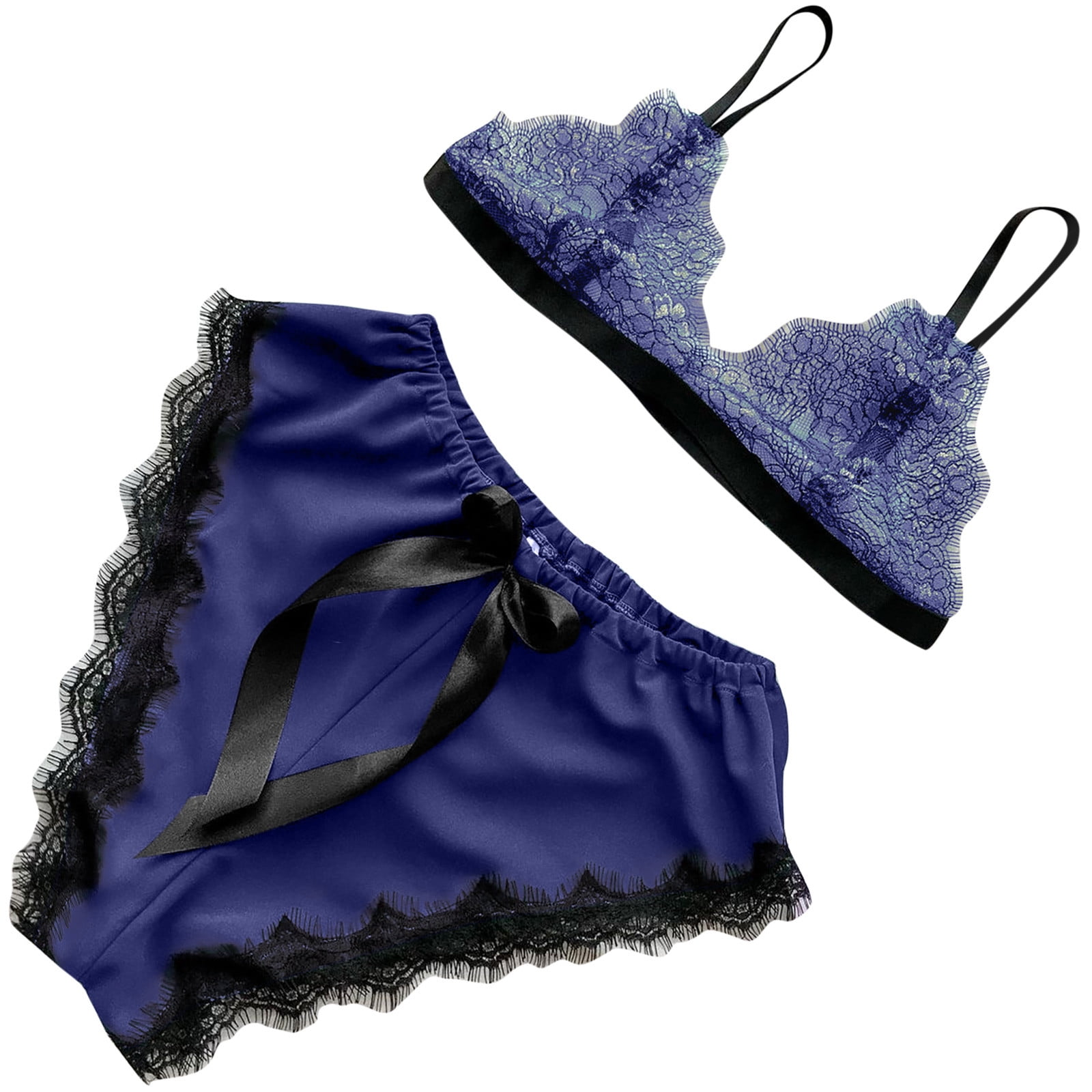 Leesechin Womens Sleepwear Set V-Neck Eyelash Lace Sexy Stain Camisole ...