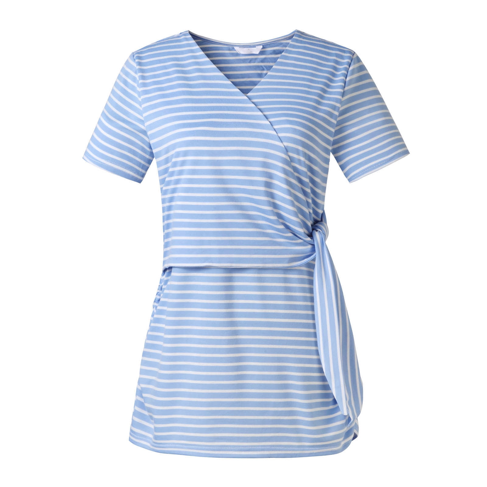 Leesechin Maternity Shirts Mom Fashion Stripe Print Short Sleeve ...