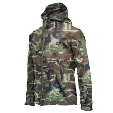 CHEEREAM Men's Camo Quiet Hunting Jacket Waterproof Softshell Fleece ...