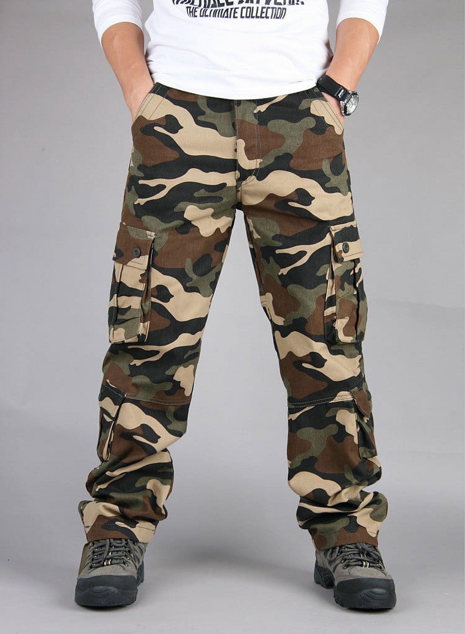 Leesechin Men's Casual Cargo Pants Military Army Camo Pants Combat Work ...