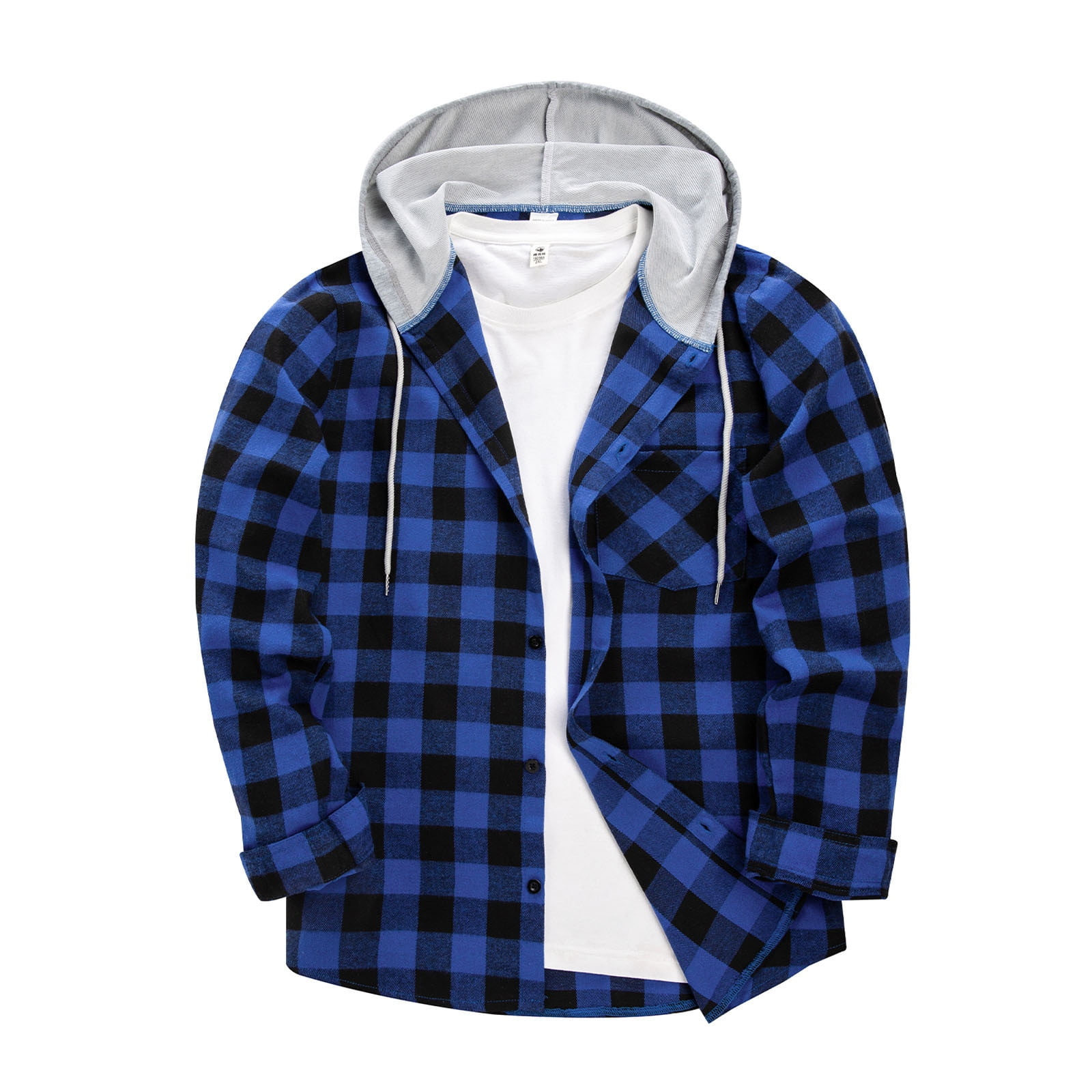 Leesechin Men's Flannel Hoodie Shirts Casual Button Down Plaid Shirt ...