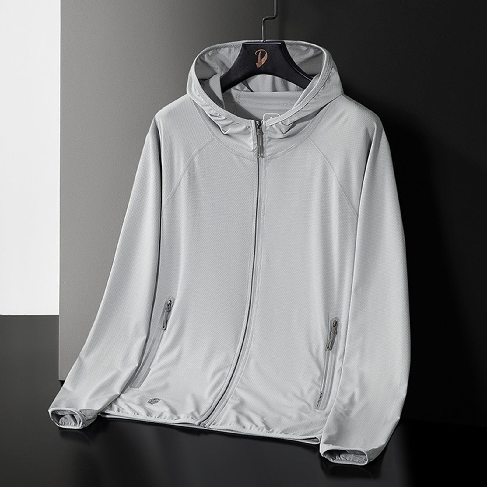 Leesechin Men's Full Zip UPF 50+ Light Jacket hooded sun Protection ...